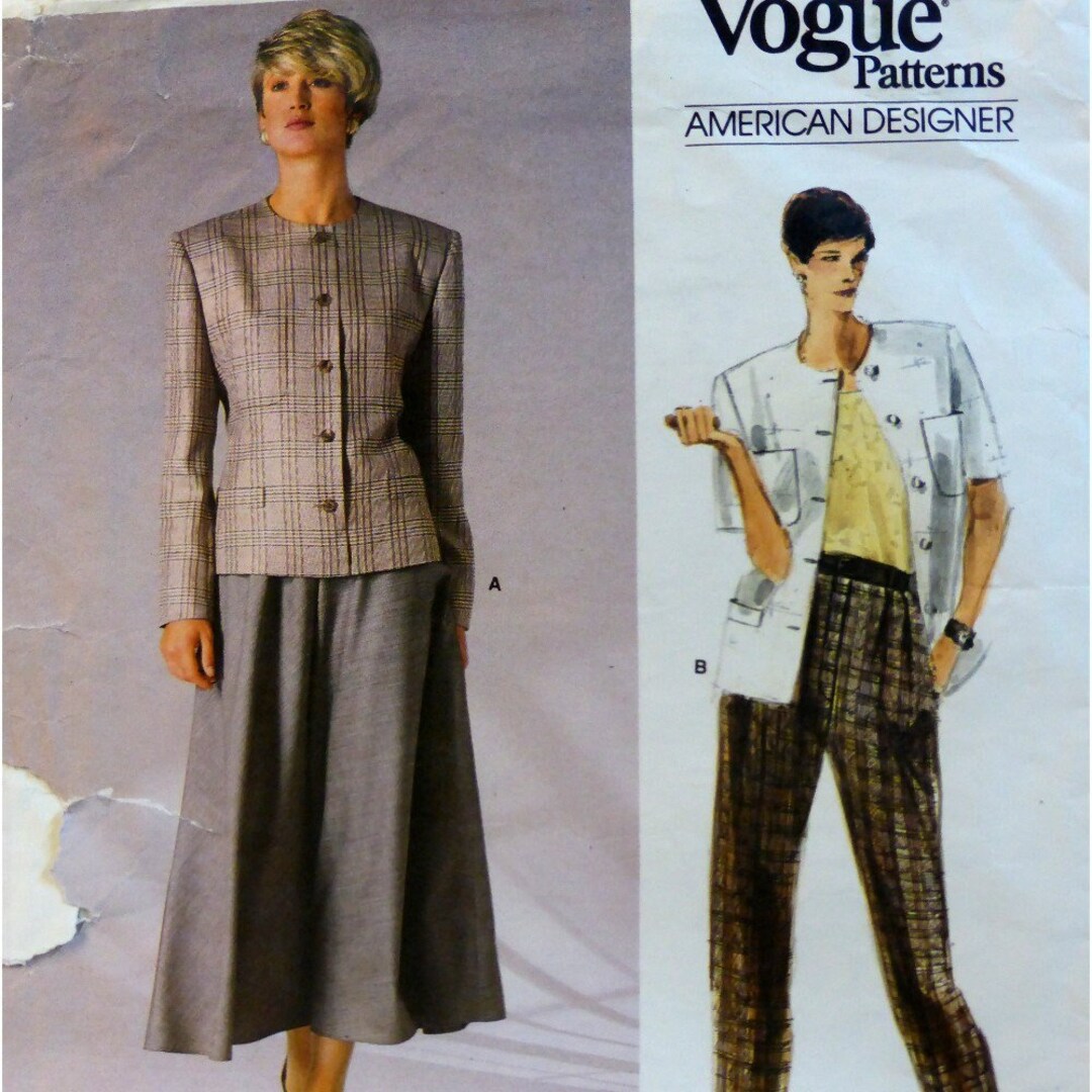 Calvin Klein Pleated Pants Pattern, Mock Fly, Flared Skirt, Collarless ...