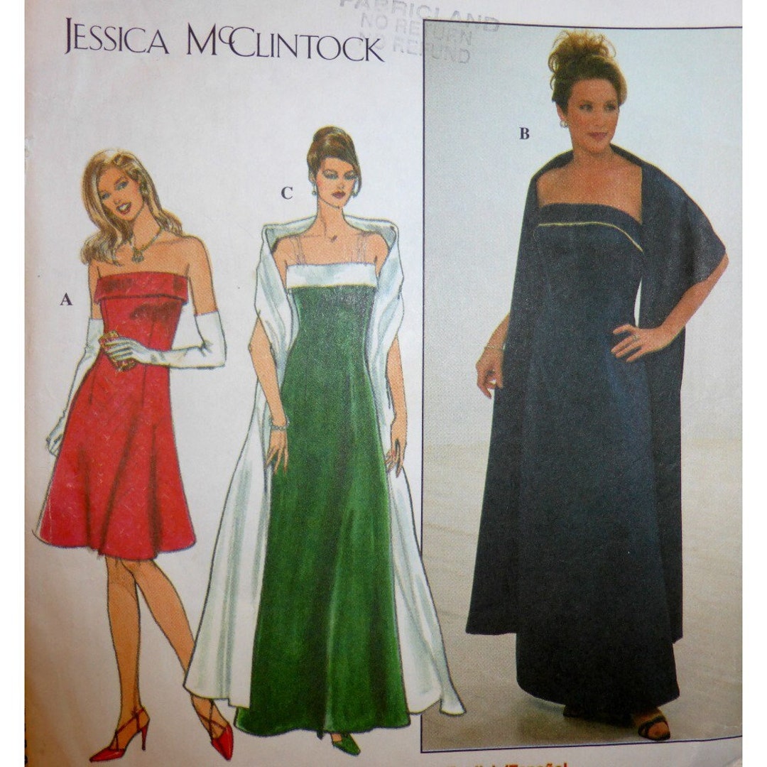 Strapless Evening Gown Pattern, Bandeau Bodice Top, Fit and Flare ...