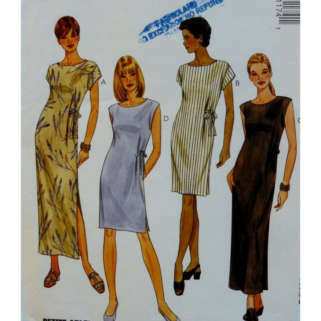 Side Tie Dress Pattern, Pullover, Sleeveless, Cap Sleeves, Side Slit ...