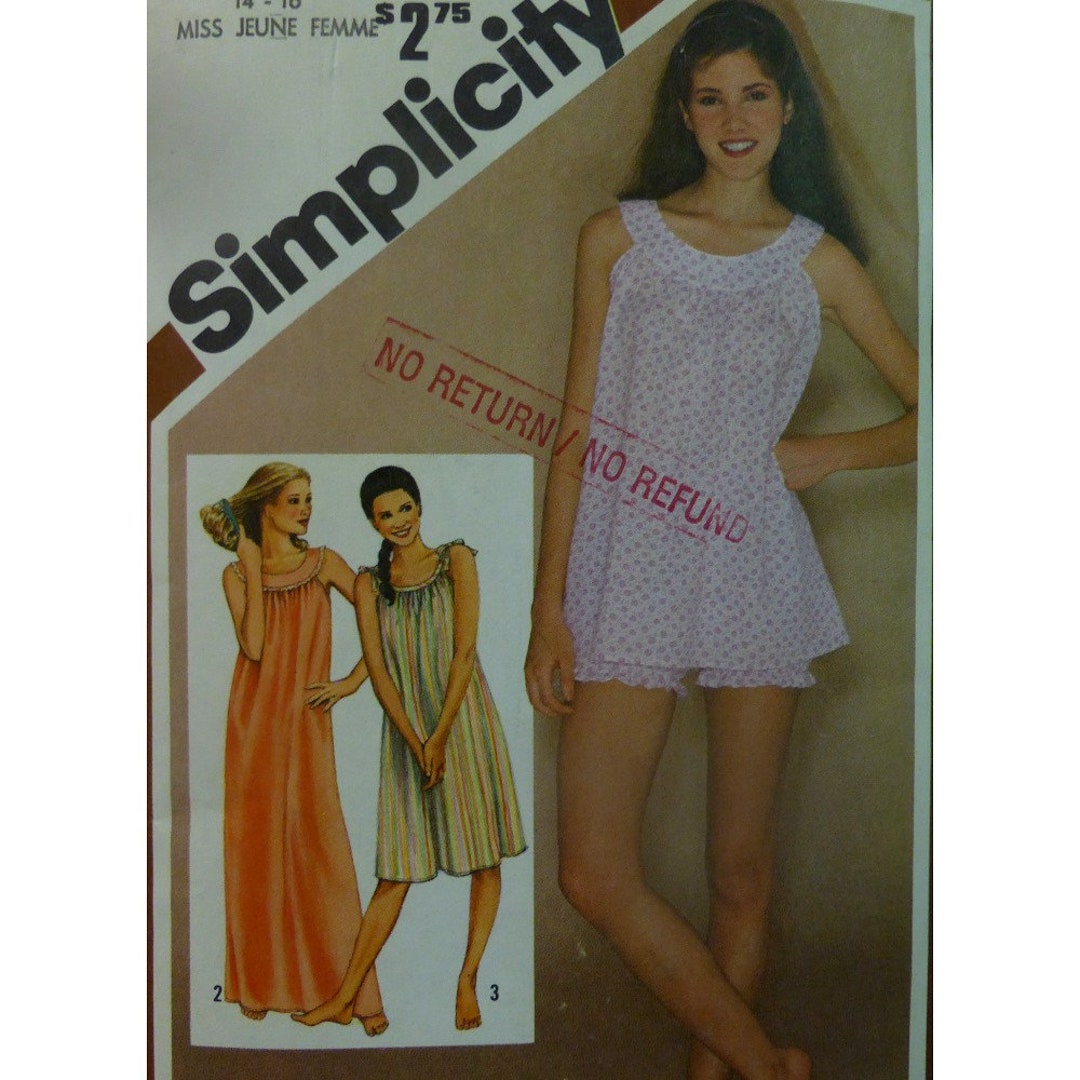 Baby Doll Pajamas Pattern, Nightgown, Yoke, Sleeveless, Gathered Bodice ...