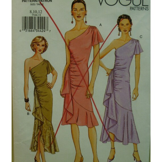 One Shoulder Evening Dress Pattern Shirred Side Fitted Side - Etsy