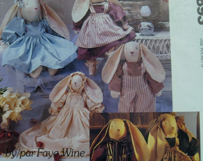 Stuffed Bunnies Sewing Pattern, 3 Sizes Country Rabbits, Clothes ...