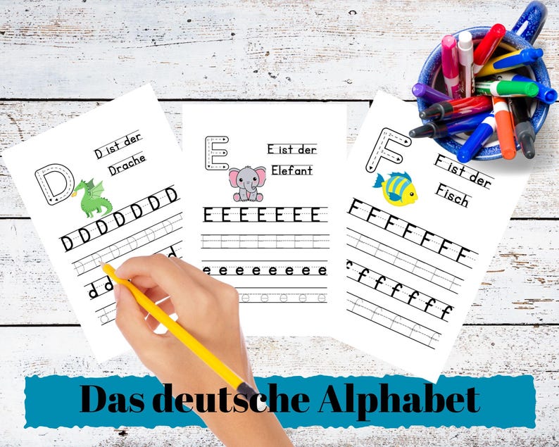 German Kids Animal Alphabet First Writing ABC German Alphabet Tracing ...