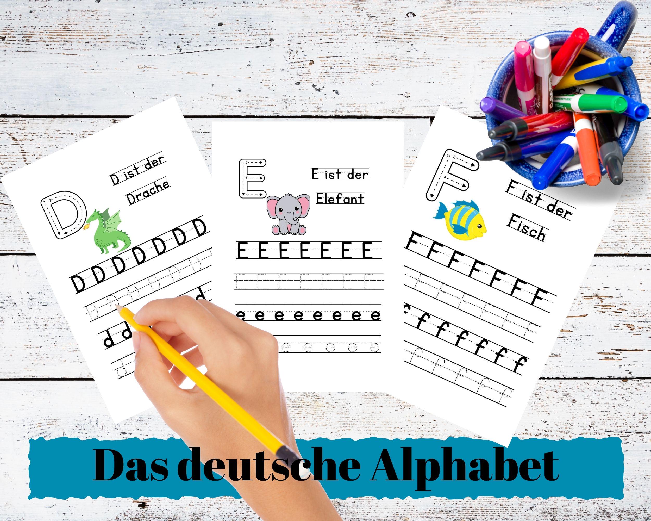 German Kids Animal Alphabet First Writing ABC German Alphabet Tracing ...