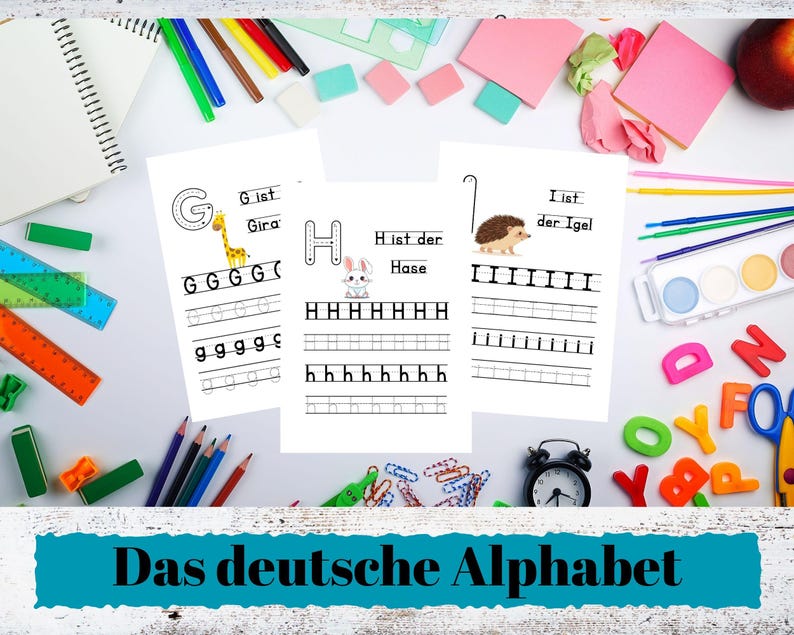German Kids Animal Alphabet First Writing ABC German Alphabet Tracing ...