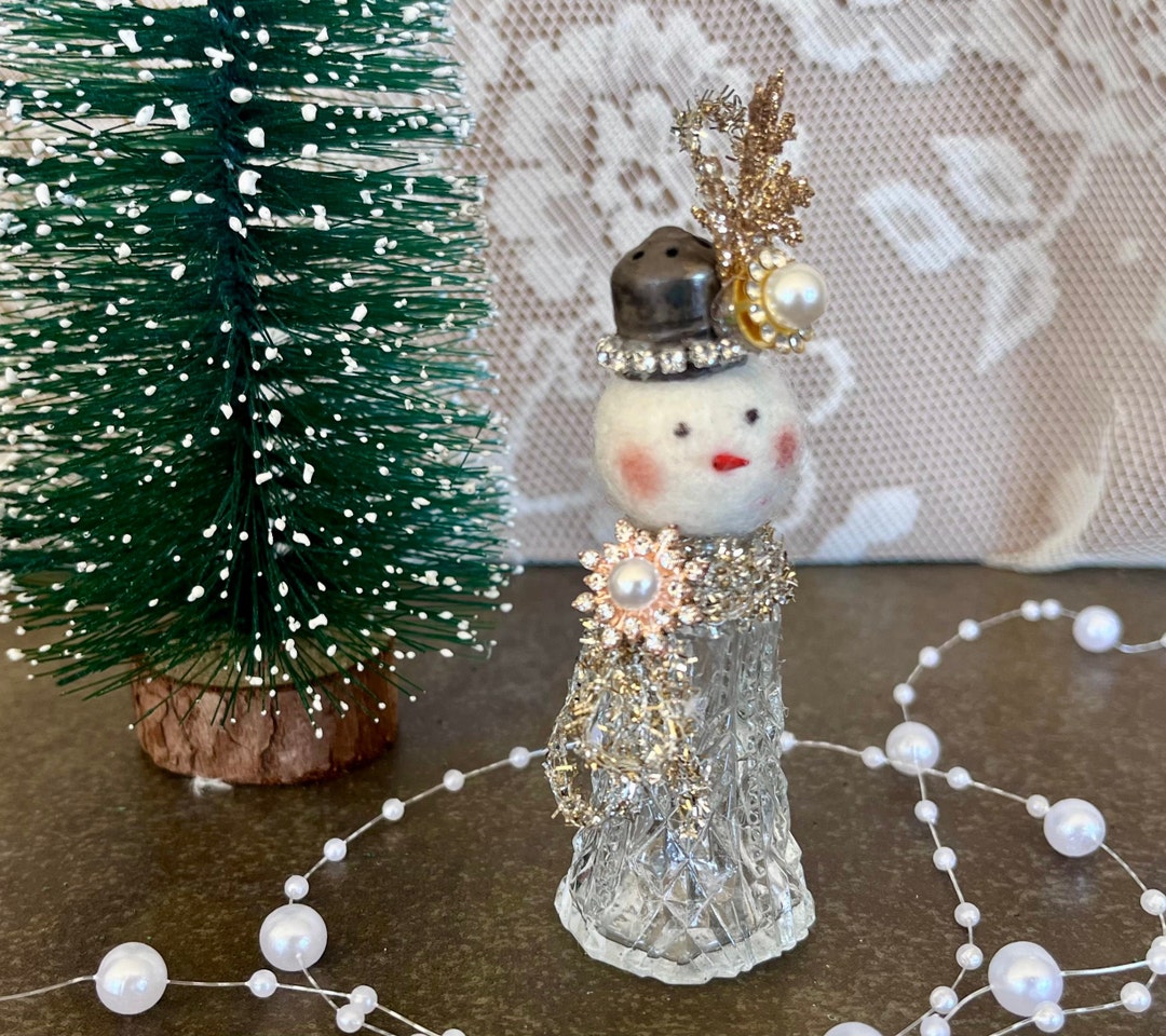 VTG Artisan Snowman Miniature Salt Shaker - Etsy