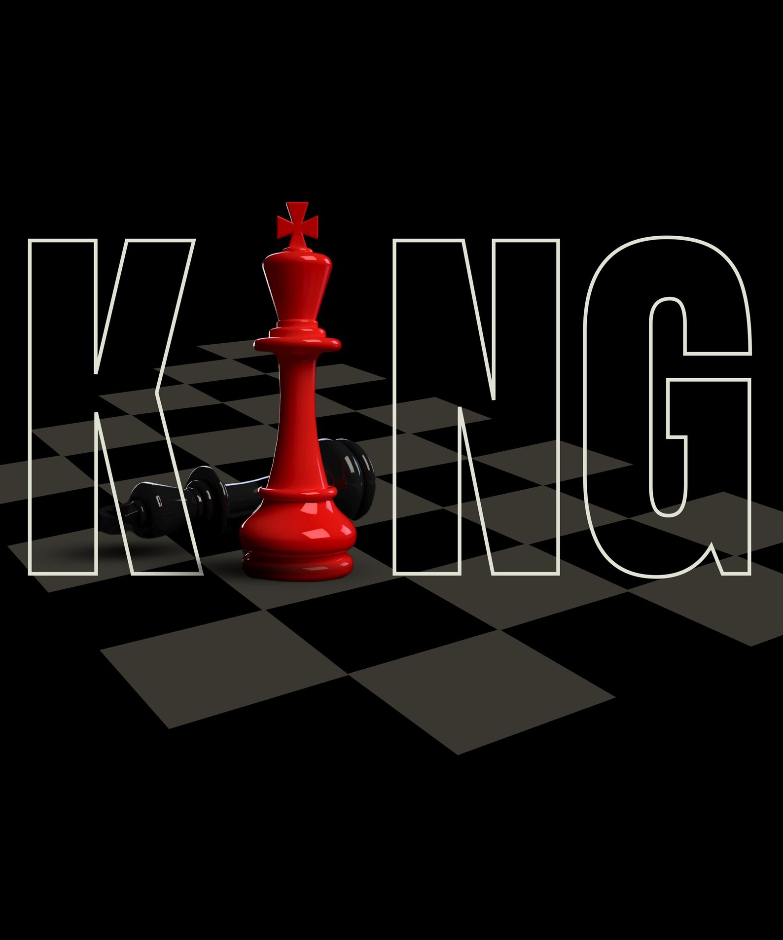 King Chess Printable Art | Bold Chess King With Fallen Pawn | Digital ...