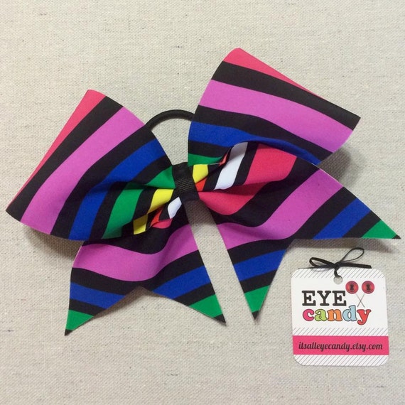 Items similar to Color Stripe 3 Inch Cheer Bow Softball Dance ...
