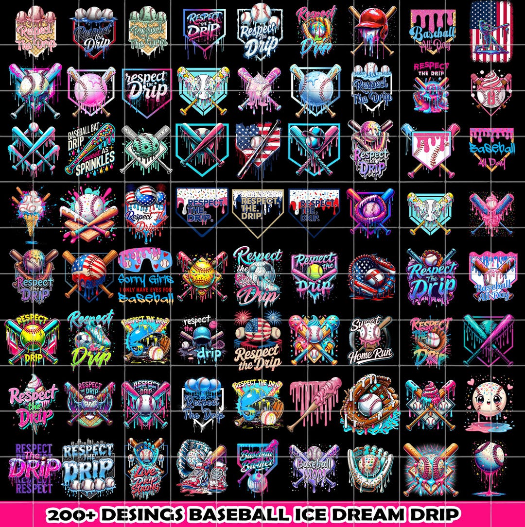 200+ Design Baseball Eis Drip PNG Bundle, Waffel Home Plate Png ...