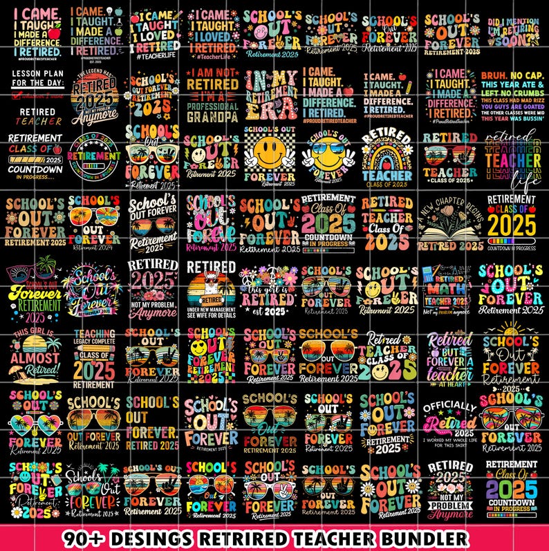 90+ Designs Retired Teacher 2025 Png Bundle, Teacher Retirement Gifts ...