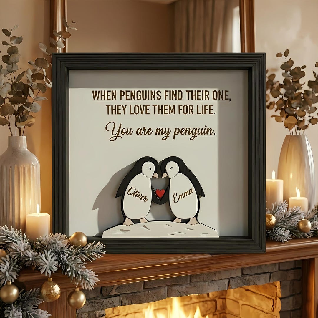 Personalized Penguin Couple Romantic, Penguin Gifts, Personalised You ...