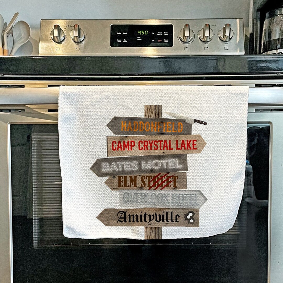 Waffle Weave Hand Towel, Horror Movie Street Signs - Etsy