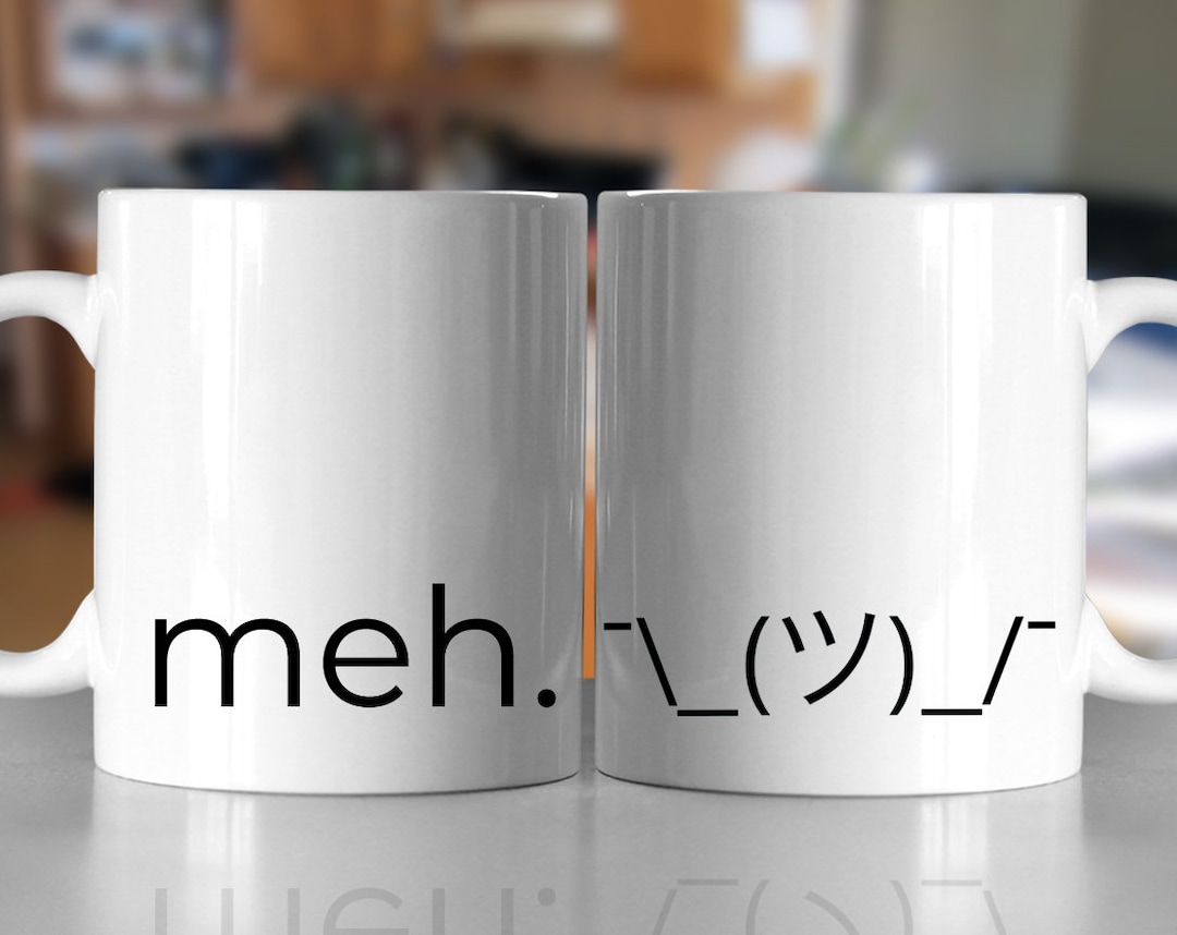 Meh, Shrugging Shoulders Emoji, Mug, 11oz or 15oz - Etsy België