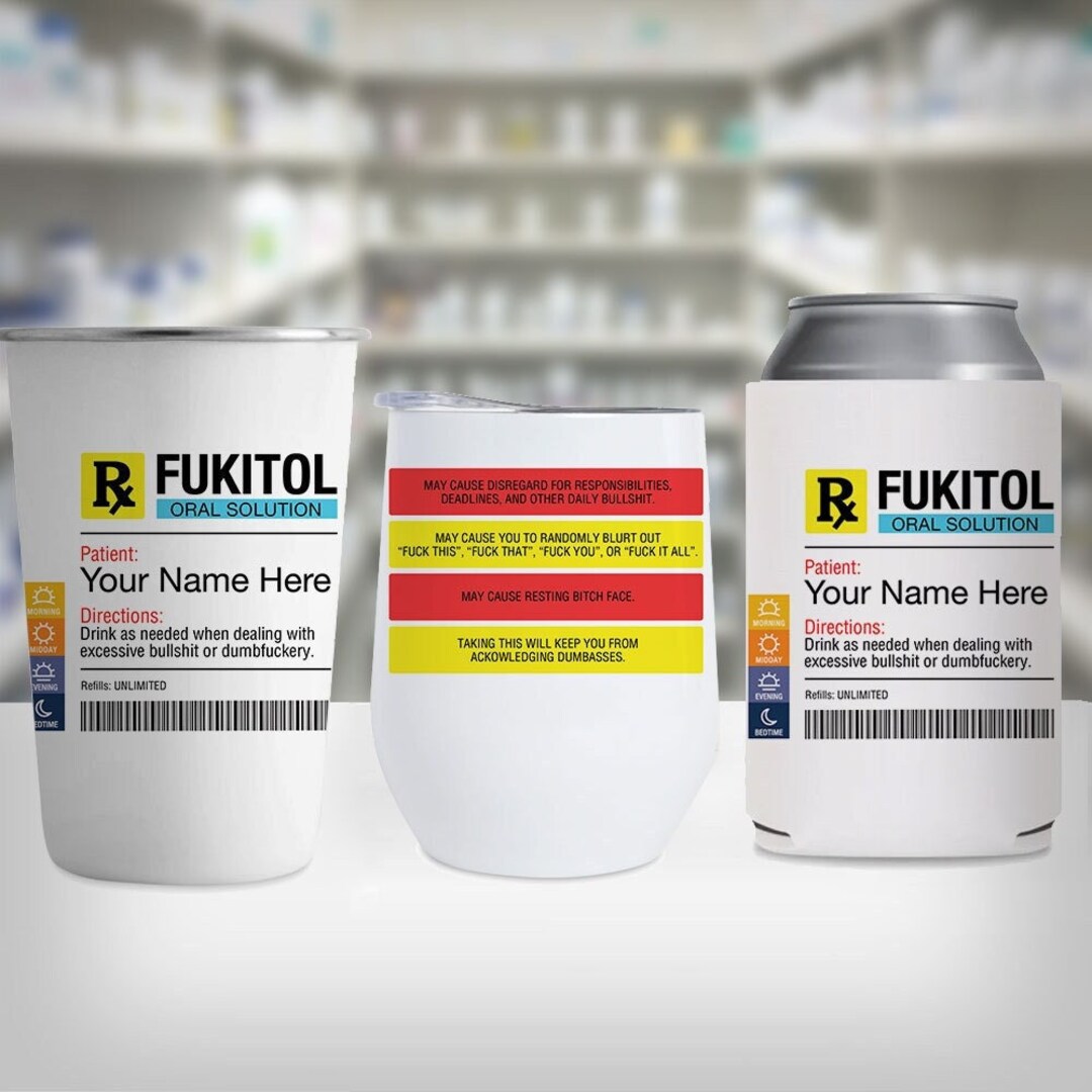 Fukitol, Prescription, Personalized, ONE Double Sided Steel Pint Glass ...
