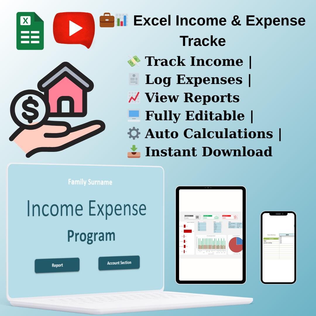 Family Budget Planner | Excel Income & Expense Tracker | Automatic ...