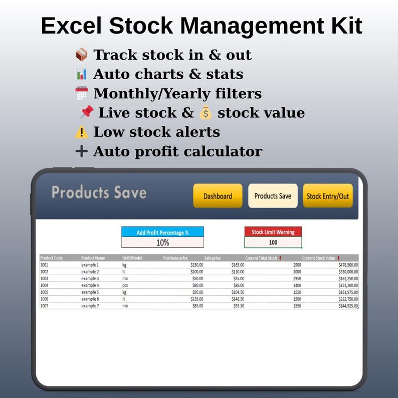 All-in-one Excel Stock Tracker | Inventory Management Dashboard | in ...