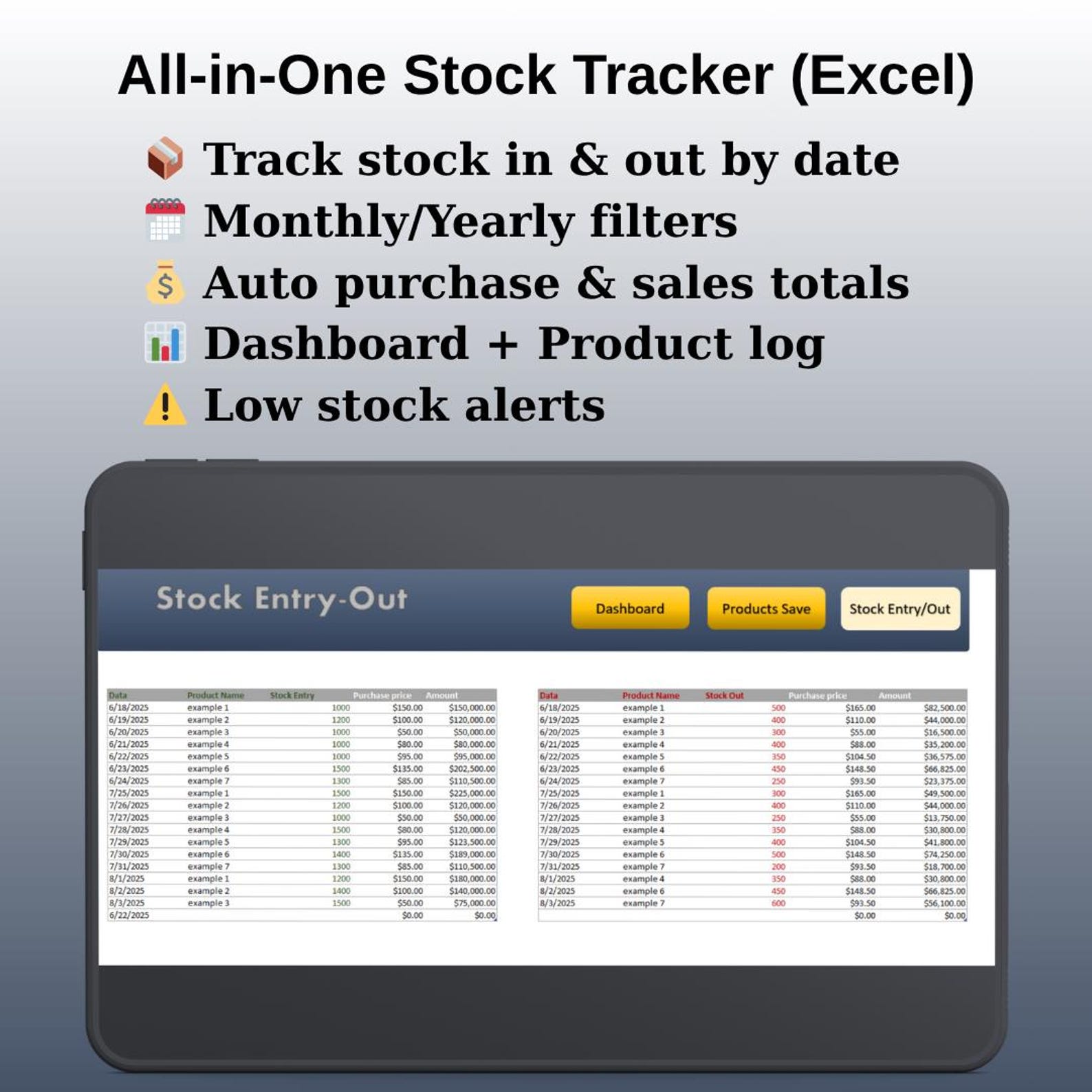 All-in-one Excel Stock Tracker | Inventory Management Dashboard | in ...