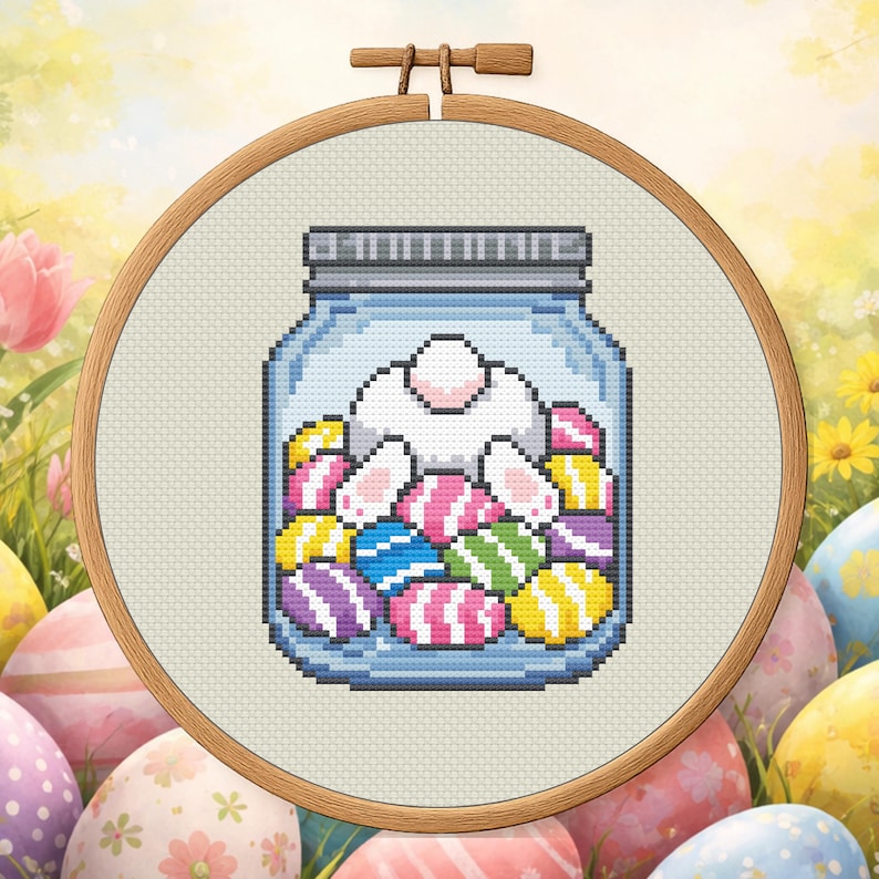 Easter Bunny & Colorful Eggs Cross Stitch Pattern PDF – Digital ...