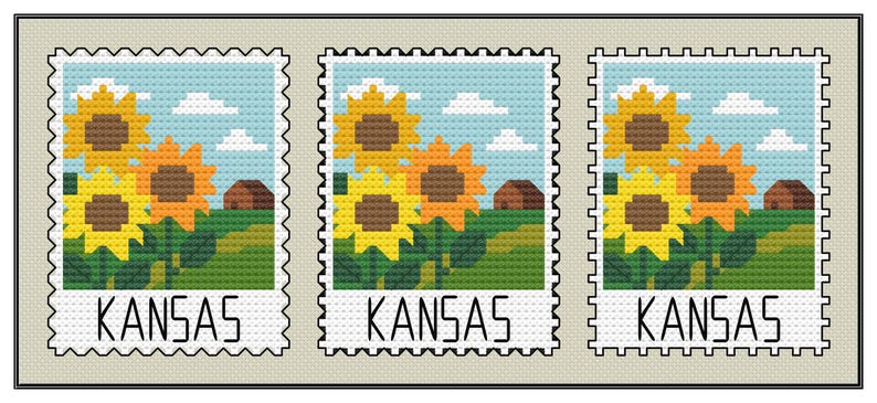 Sow What? – Kansas – US State Postage Stamp Series Cross Stitch Pattern ...