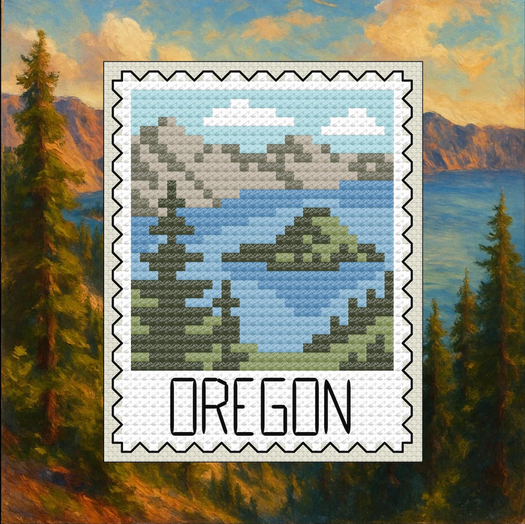 Oregon Wonders – US State Postage Stamp Series Cross Stitch Pattern PDF ...