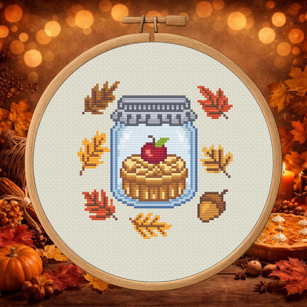 Apple Pie Mason Jar – Fall Cross Stitch Pattern PDF – Digital Download ...
