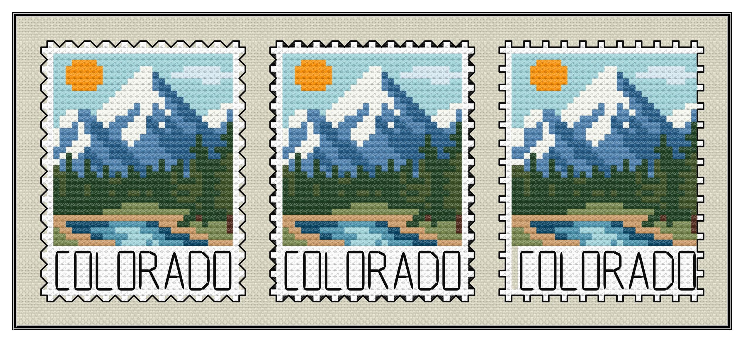 Colorado Rocky Mountain Cross Stitch Pattern: US State Postage Stamp ...