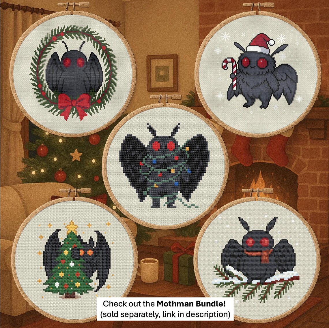Gothmas Mothman – Funny Holiday Cross Stitch Pattern PDF – Digital ...