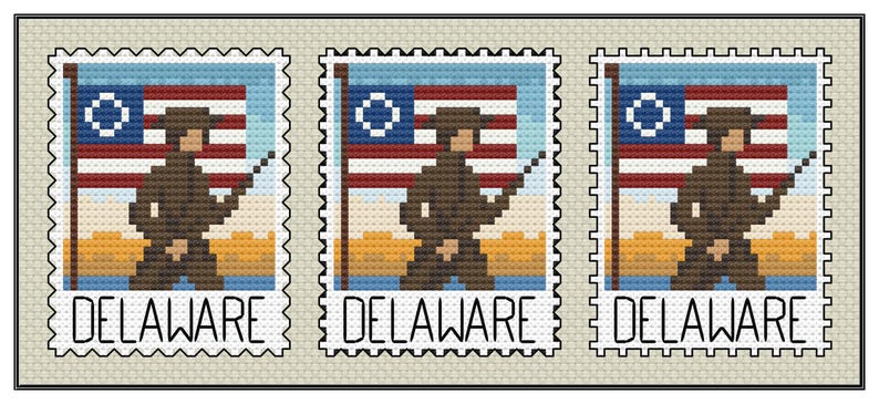 Delaware Cross Stitch Pattern: US State Stamp, Colonial Minuteman (PDF ...