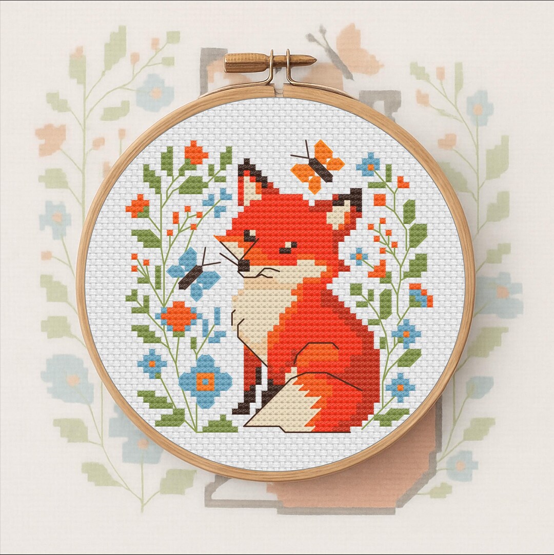 Fox & Flora – Cross Stitch PDF Pattern – Woodland Critter – Cute Pixel ...