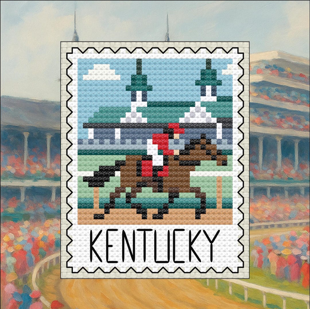 Kentucky Derby Cross Stitch Pattern: Racehorse, Roses (PDF Download) - Etsy