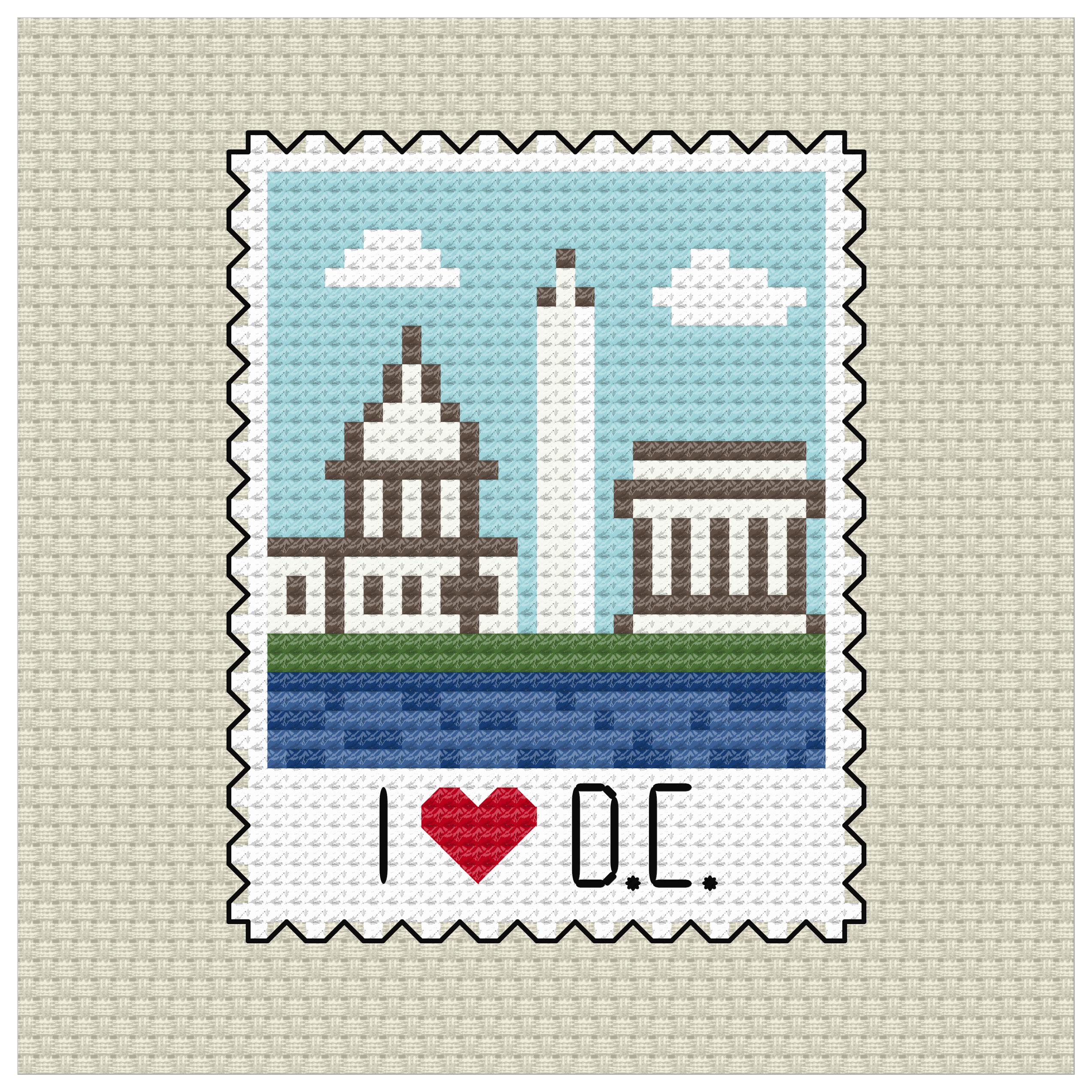 Washington DC Cross Stitch Pattern: US City Stamp (PDF Pattern) - Etsy