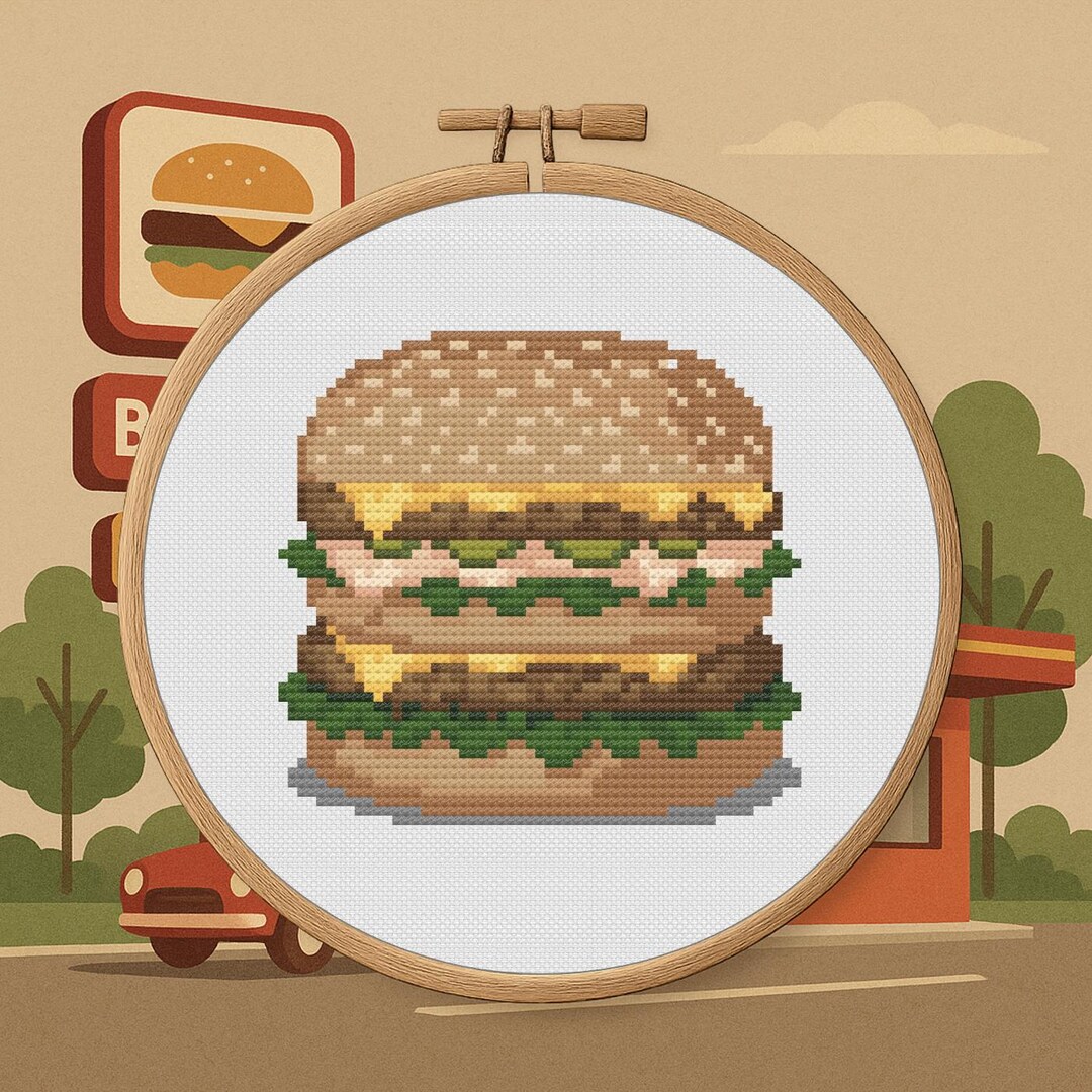 Taste of Nostalgia – Burger – Cross Stitch Pattern PDF – Digital ...