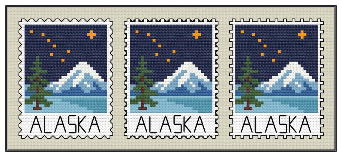 50 State Postage Stamp Cross Stitch Pattern Bundle: Stitch the USA ...