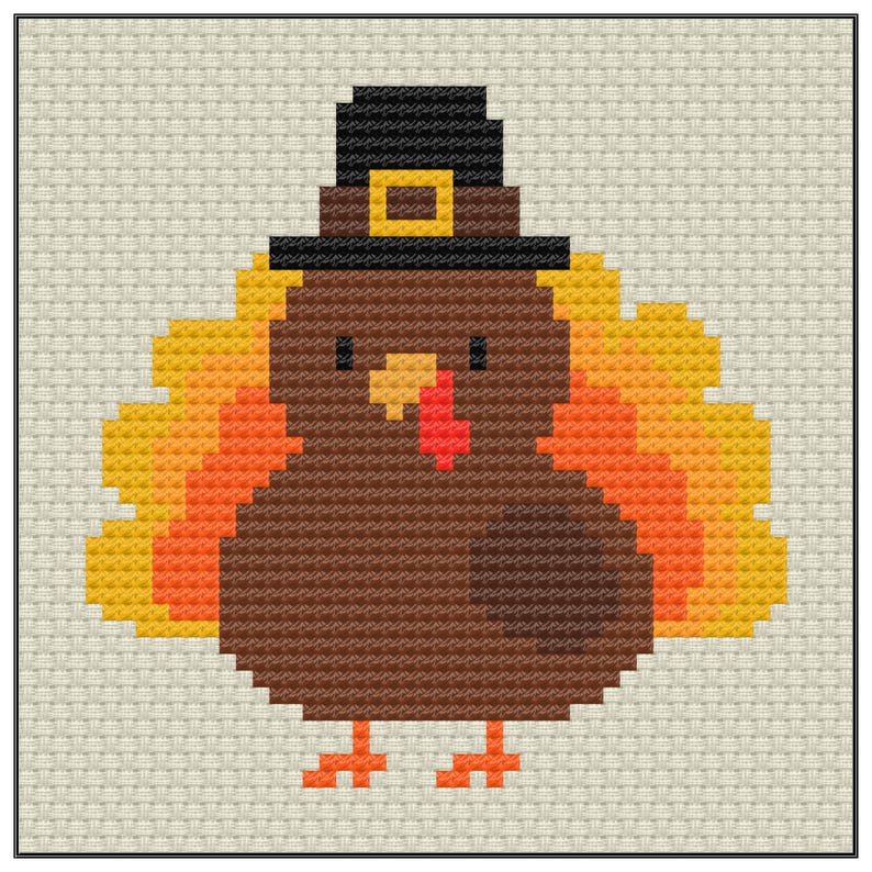 Festive Turkey Time – Thanksgiving Cross Stitch Pattern PDF – Digital ...