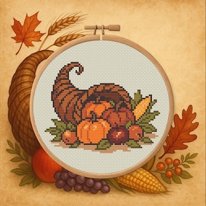 Horn of Plenty – Thanksgiving Cross Stitch Pattern PDF – Digital ...