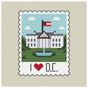 Washington DC Cross Stitch Pattern: Whitehouse, Patriotic Souvenir (PDF ...