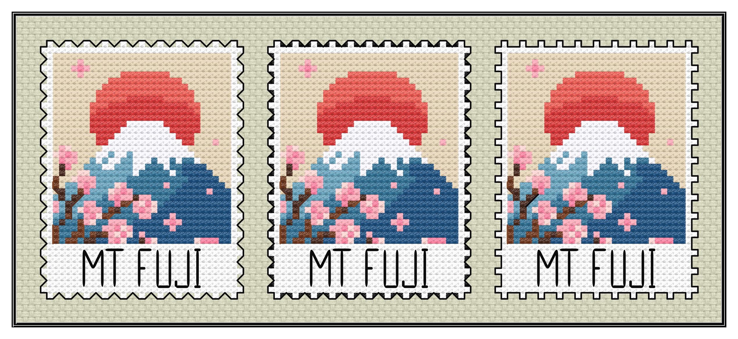 Mt. Fuji Cross Stitch Pattern – Japanese Stamp Art (PDF Digital ...