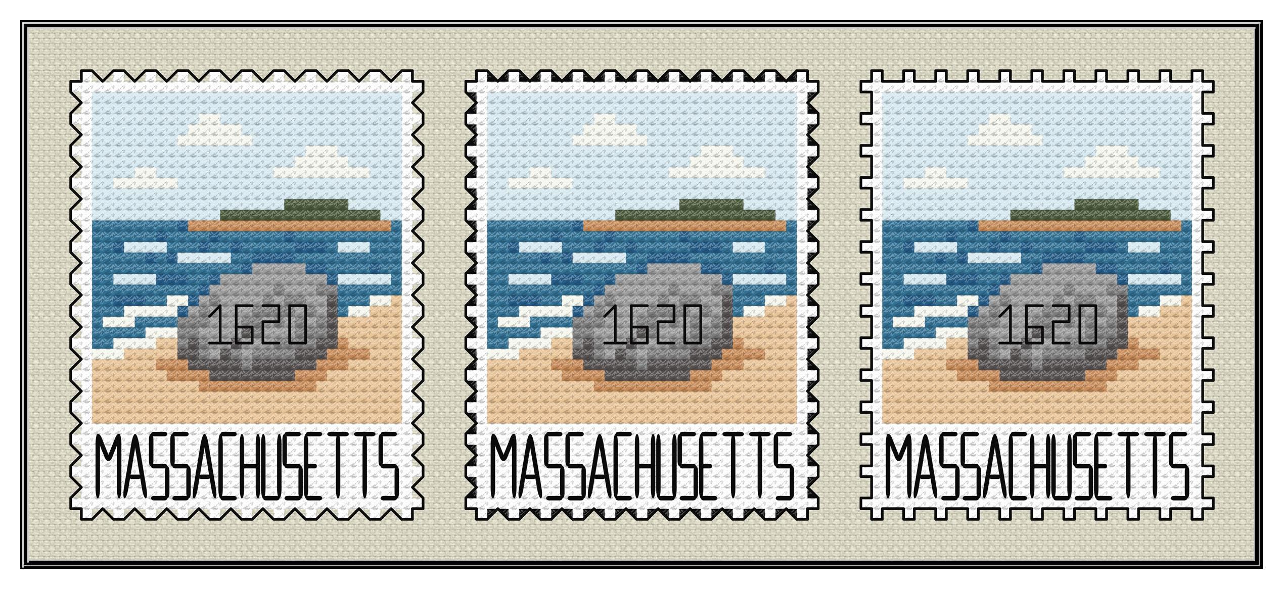 Plymouth Rock Cross Stitch Pattern: Massachusetts Postage Stamp ...