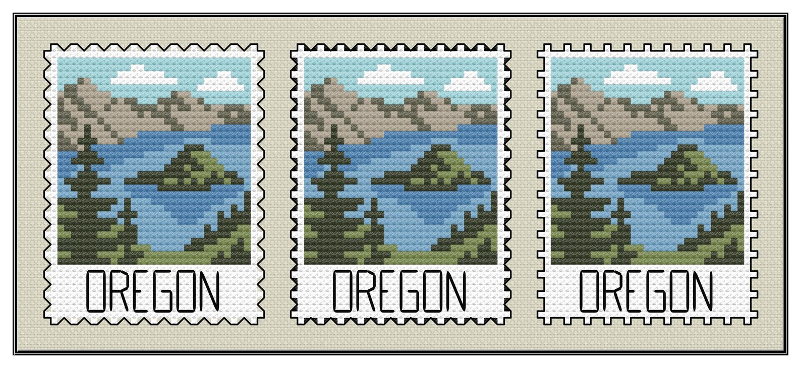 Oregon Wonders – US State Postage Stamp Series Cross Stitch Pattern PDF ...