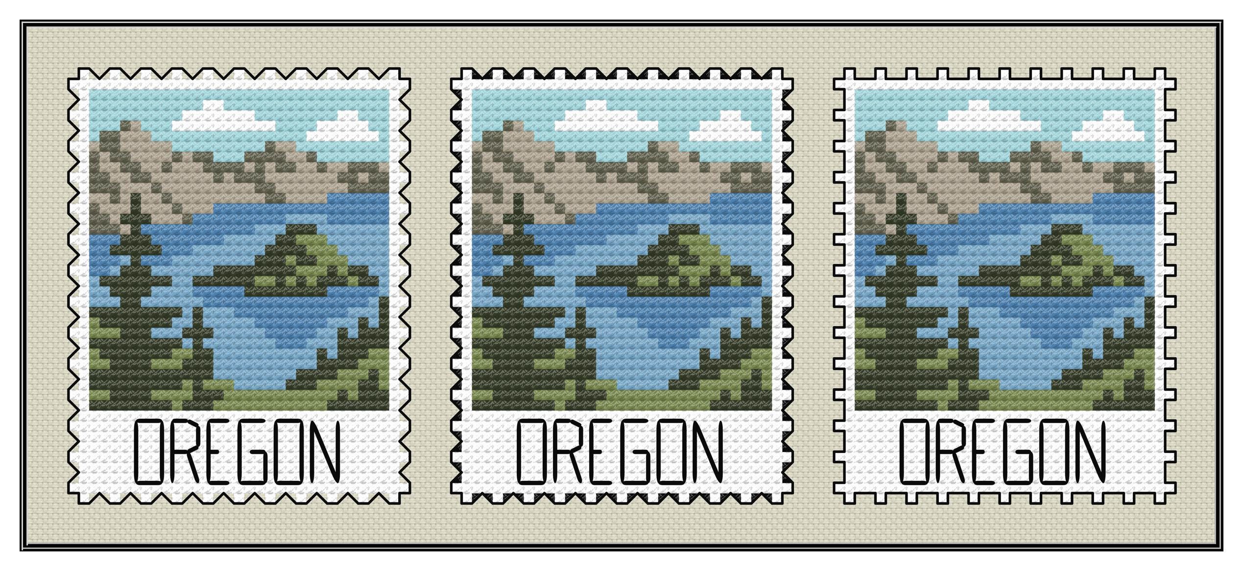 Oregon Wonders – US State Postage Stamp Series Cross Stitch Pattern PDF ...