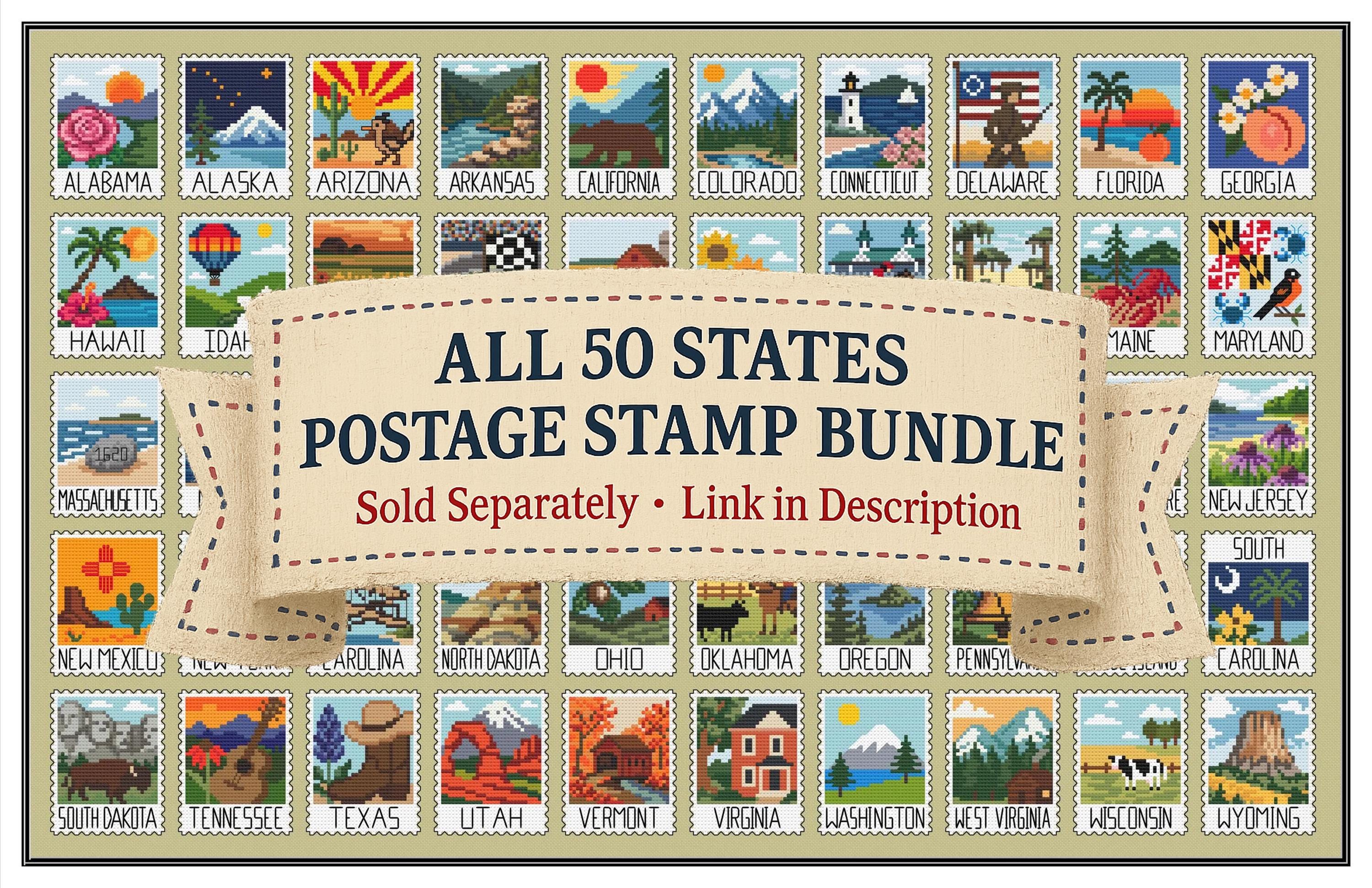 Michigan Postage Stamp Cross Stitch Pattern – Great Lakes, US State ...