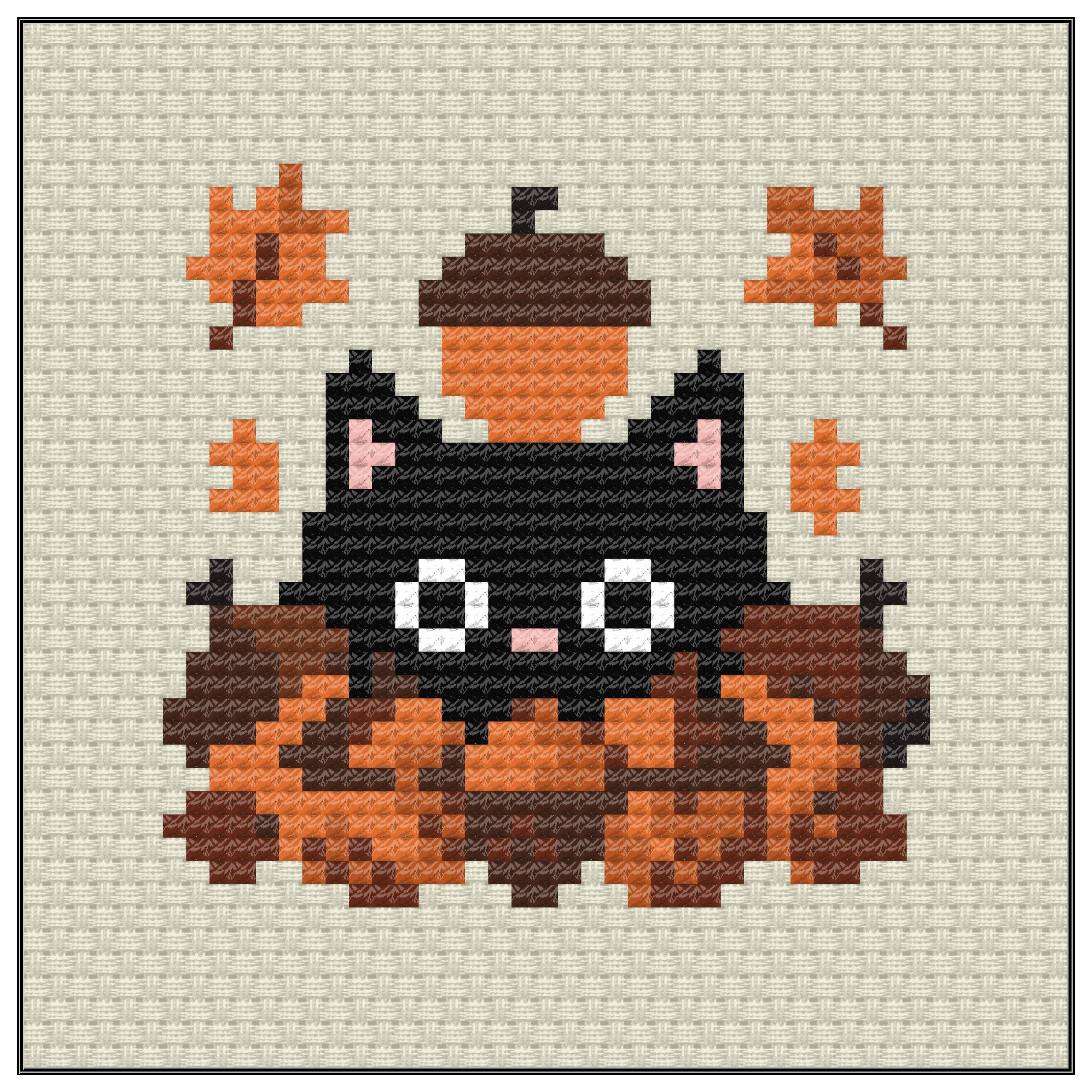 Autumn Stitch Trio – 3 Patterns – Fall Cats Cross Stitch Pattern Bundle ...