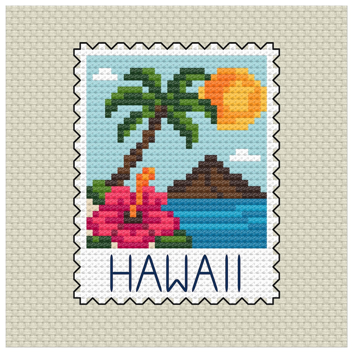Aloha in Every Stitch – Hawaii Cross Stitch Pattern PDF – US State ...