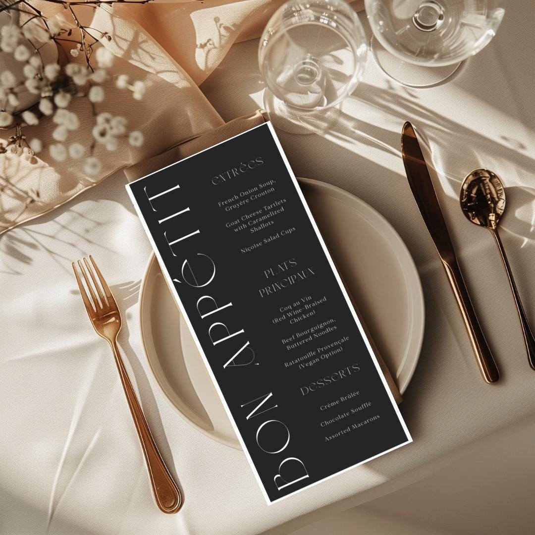 Editable Supper Club Menu Template: Elegant Dinner Party Food & Drinks ...