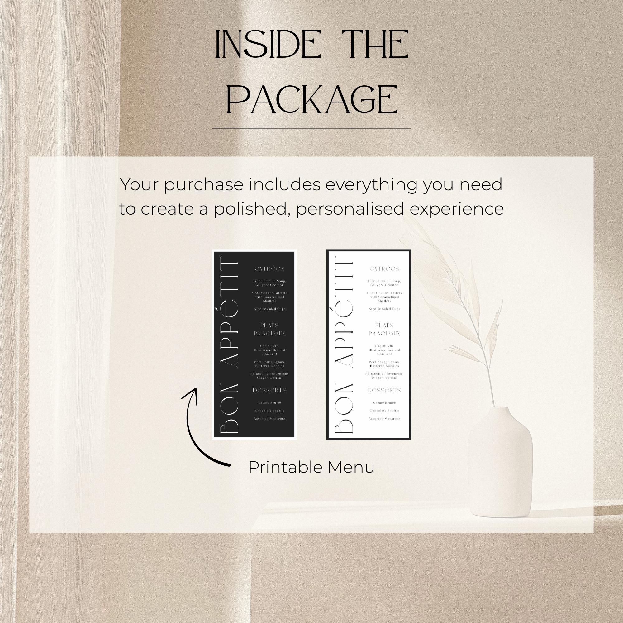 Editable Supper Club Menu Template: Elegant Dinner Party Food & Drinks ...