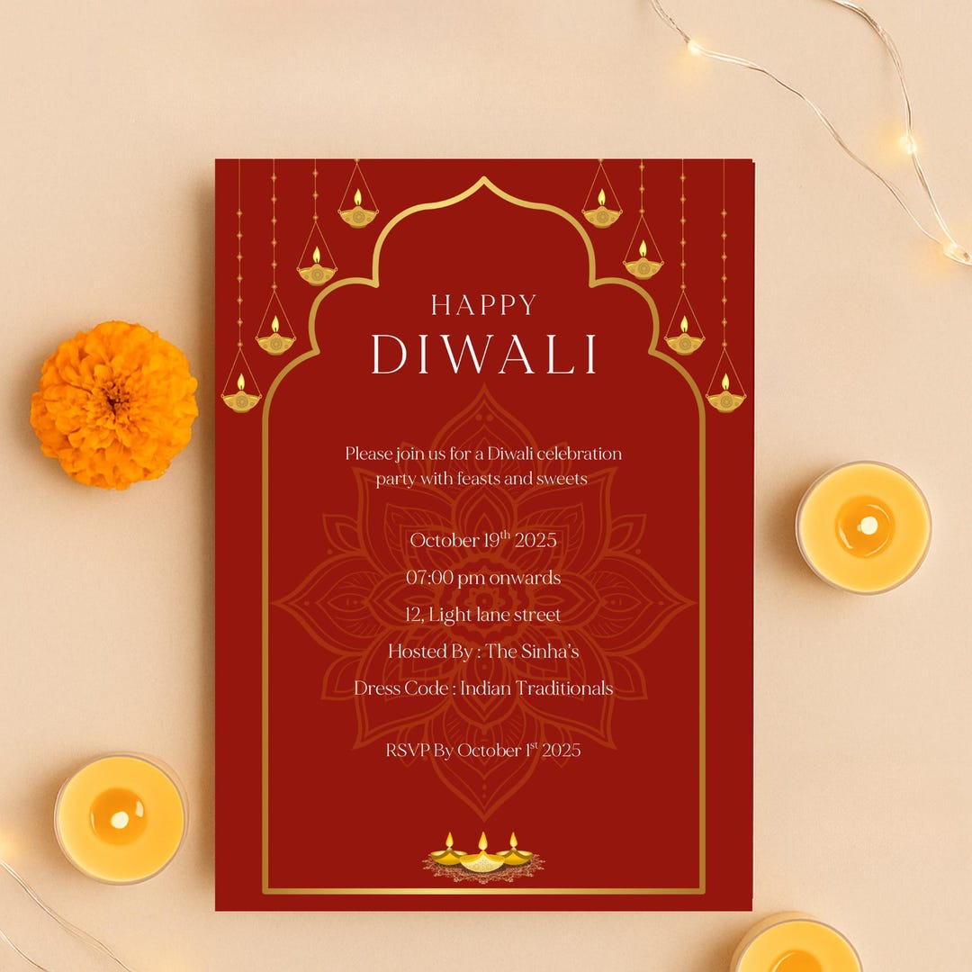 Diwali Party Invitation | Indian Festival Invite | Deepavali ...