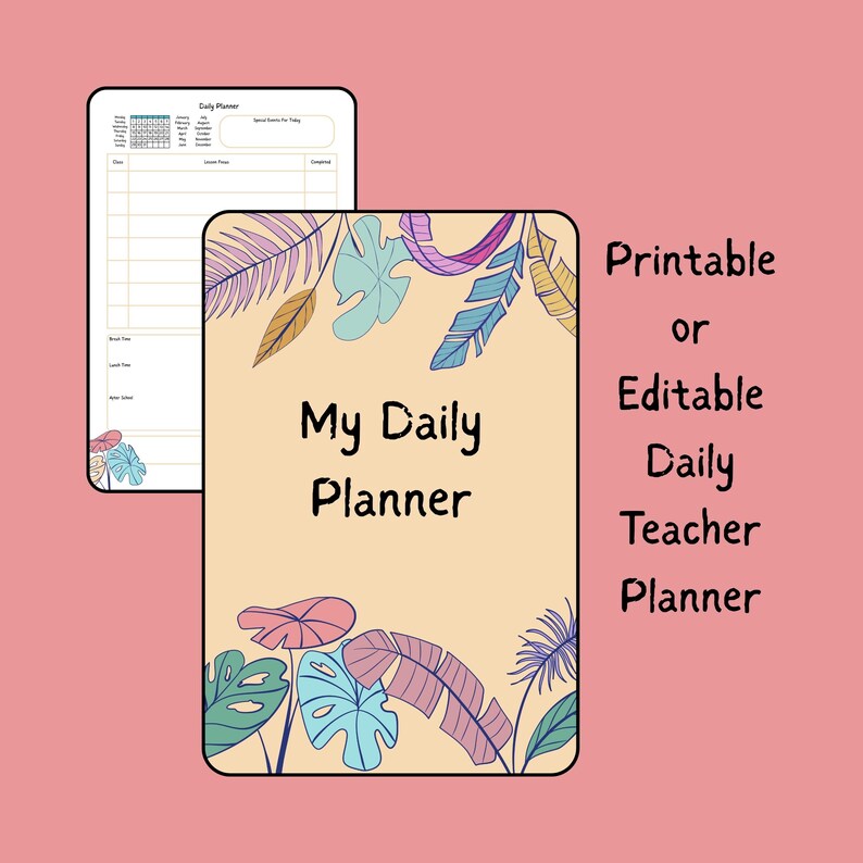 Undated Daily Teacher Planner - Printable or Editable Online - A4 - Etsy