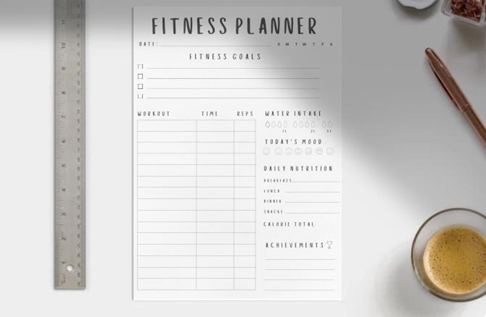 Fitness Planner Template - Editable on Canva - Instant Download ...
