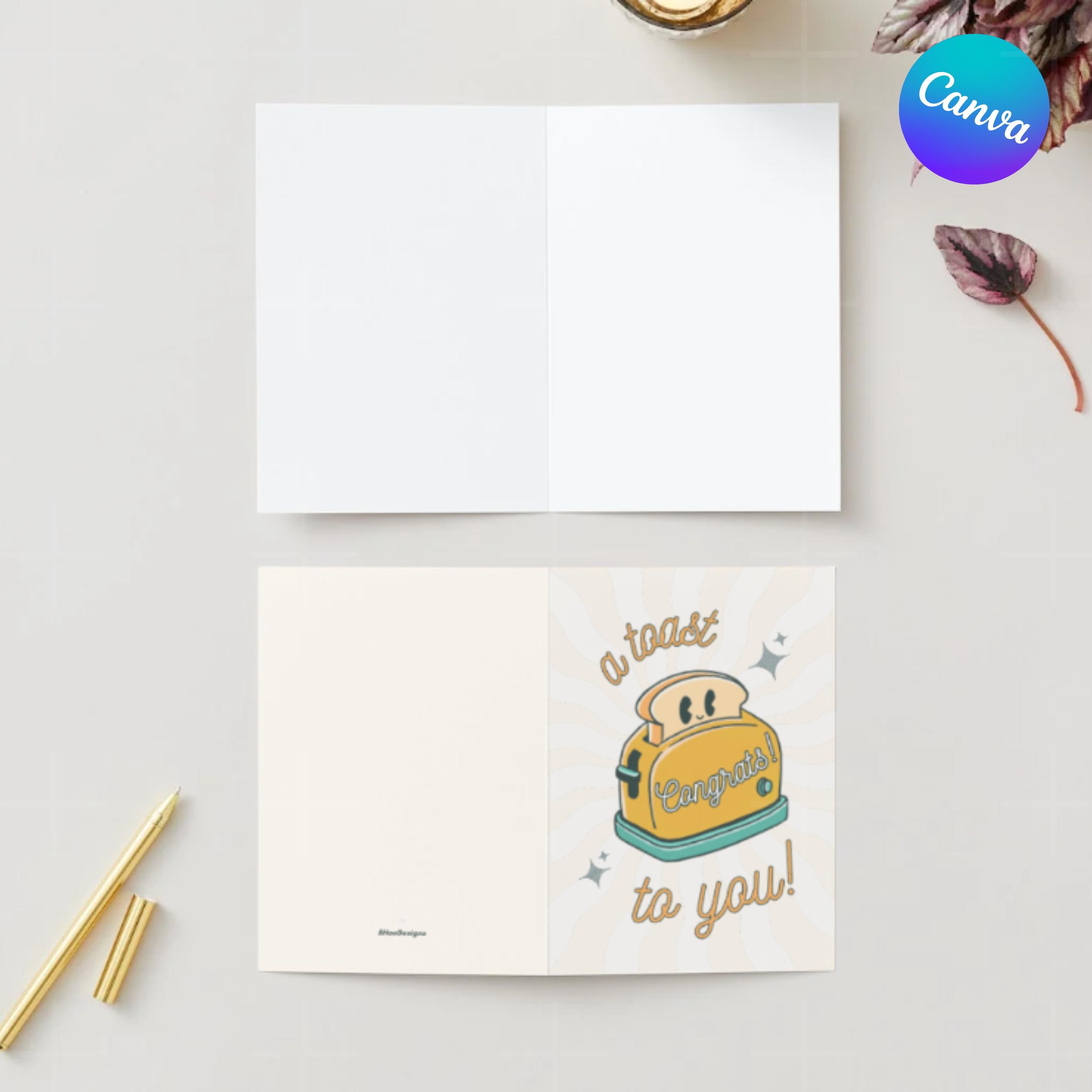 Retro Congratulations Card: A Toast to You - Printable 5x7 (canva ...