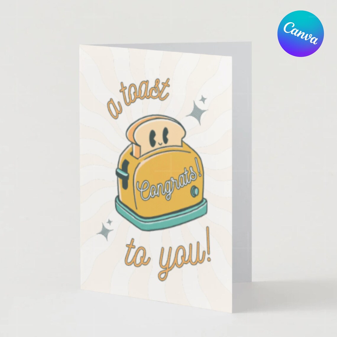 Retro Congratulations Card: A Toast to You - Printable 5x7 (canva ...